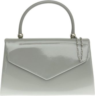 Girly HandBags gl&auml;nzend Clutch Tasche Top Griff Unterarmtasche (Grau)