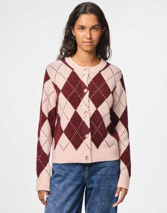 Pieces Strickjacke in Tüll-Rosa