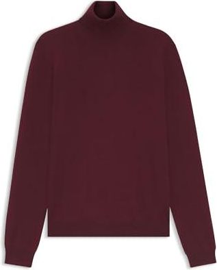 HUGO BOSS San Thomas-M Pull à col roulé en laine vierge pour homme Coupe régulière, Rouge foncé 602, M