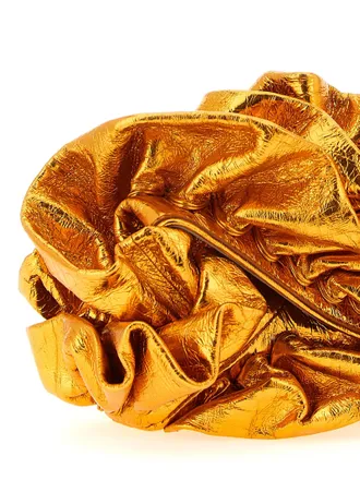 Dries Van Noten Ruffle Laminated Leather Clutch - Orange