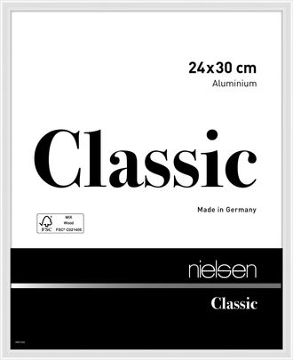 Nielsen Design Bilderrahmen, 24 x 30 cm, Aluminium, Weiß glanz, Rahmen zum Aufhängen im Hoch- & Querformat, Echtglas, Classic