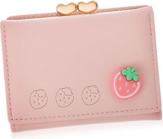 BESPORTBLE Porte Monnaie Femme Petit Format PU Créatif avec Motifs Fruits Compact et Portefeuille Clutch pour Cartes et Fermeture Pression Facile