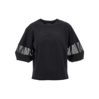 Emporio Armani Supima cotton T-shirt with mesh inserts Woman XS