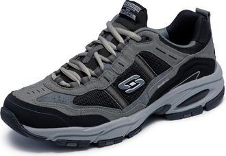 Skechers Sport Herren Vigor 2.0 Trait Memory Foam Sneaker, Dunkelgrau/Schwarz, 47.5 EU Weit