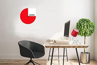 Homemania Wanduhr Slice - Wanddekoration, rund - für Wohnzimmer, Küche, Büro - Rot, Weiß, Schwarz aus Metall, 40 x 0,15 x 40 cm