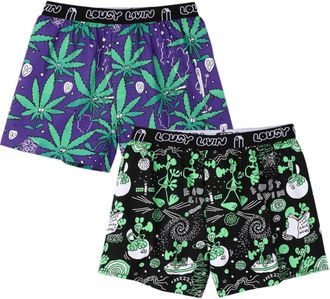 Lousy Livin Underwear 2er Pack Boxershorts Outer-Weedy (DE/NL/SE/PL, Alphanumerisch, M, Regular, Regular, Schwarz)