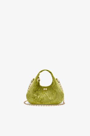 Ganni Mini sac hobo en velours moir&eacute; Vert - Pour Femme