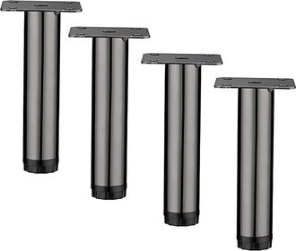 Generic Schwarze Sofabeine Aus Metall (10, 12, 13 cm) - Ersatz F&uuml;r M&ouml;bel Wie B&uuml;cherregale, Tische, Schr&auml;nke, Kommoden Mit Verstellbaren, Rutschfesten Fu&szlig;kappe