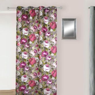 HOME MAISON Homemaison - Rideau Multicolores en Jacquard aux Motifs Fleuris Rose 150x260 cm