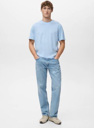 Mango T-shirt 100 % coton regular-fit bleu ciel - Homme - XXL - MANGO MAN