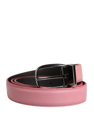 Dolce & Gabbana Men Pink Classic Leather Metal Buckle Belt Calf