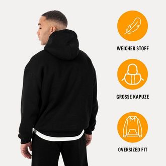 Smilodox Hoodie Oswin, Oversized Pullover Herren, Sweater mit Frontprint und Kapuze Baggy Fit, Weiches Sweatmaterial, ideal f&uuml;r Gym & Freizeit