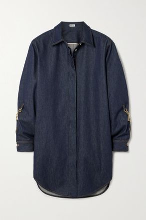 Loewe Mini-hemdblusenkleid Aus Denim Mit Ketten - Blau