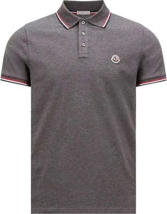 Moncler Piqu&eacute;-Polohemd aus Baumwolle - - Tops - Herren - Grau - L