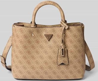 Guess Handtasche mit Allover-Label-Print Modell MERIDIAN II
