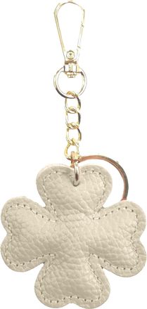 modamoda.de SA05 Leder Schl&uuml;sselanh&auml;nger, Taschenanh&auml;nger, handmade in Italy (Klee/Creme)