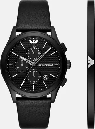 Emporio Armani Ensemble montre chronographe pour homme et bracelet en acier inoxydable - Noir