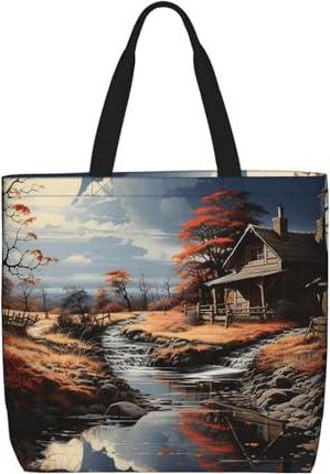 Generic Paysages DAutomne Sac Courses Imperm&eacute;able Sacs De Courses L&eacute;ger Sac Fourre Tout Pour Plage Universit&eacute; Travail