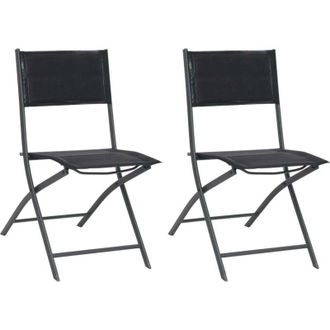 vidaXL Vidaxl - Chaises de jardin pliables lot de 2 Acier et textil&egrave;ne