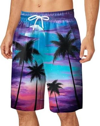 Generic Short de bain d&eacute;t&eacute; pour homme - Paysage d&eacute;t&eacute; insolite - Impression num&eacute;rique avec taille &eacute;lastique - Style d&eacute;contract&eacute; - Tendance - Short de plage - V