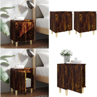 vidaXL Nachttische mit Massivholz-Beinen 2Stk. R&auml;uchereiche 40x30x50cm - Nachttisch - Massivholzm&ouml;bel - Wohnraumgestaltung - Skandinavisches Design