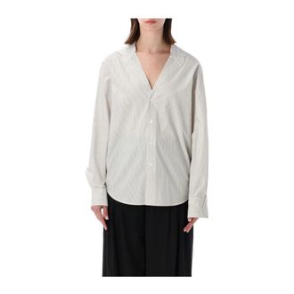 Maison Margiela Chemise &agrave; col en V ray&eacute;e - Femme - Blouses et Chemises - Blanc - Taille: 42 FR