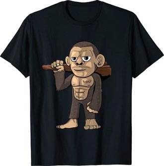 monkä Neandertaler Affe mit Keule T-Shirt