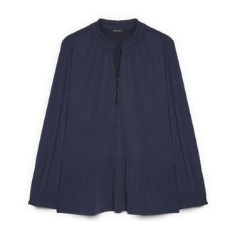 Fiorella Rubino Femme, Blouses et Chemises, Bleu, Taille: 42 FR Blouse pliss&eacute;e en jersey avec boutons