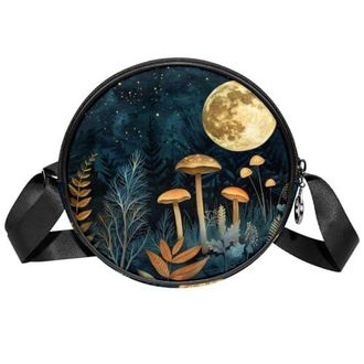 Generic Sac &agrave; bandouli&egrave;re rond rond pour femme, petit sac &agrave; bandouli&egrave;re champignon avec fermeture &eacute;clair, bretelles r&eacute;glables, d&eacute;contract&eacute; pour femmes et fill