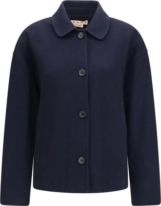 Marni Wolljacke mit Logo-Stickerei - - Jackets - Damen - Blau - M