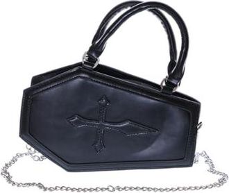 Kawaii-Story LB-6120-2 Sac pour femme en forme de cercueil Noir Croix Punk Halloween Gothique Fête Fête 24,5 x 15 x 6 cm PU, Noir
