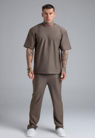 Siksilk Jogger Pants SikSilk Herren Braun Plisse Track Pants