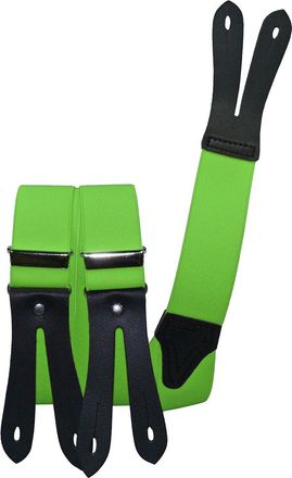 Harrys-Collection Hosenträger Knopfloch echte Lederpatten 11 Farben, Größen:130 cm, Farben:neongrün