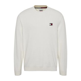 Tommy Jeans Homme, Sweatshirts et sweats à capuche, Beige, Taille: L Pull léger en coton bio - Tommy Jeans