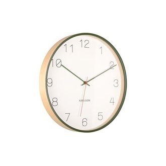 Karlsson Wall Clock Joy Wood w. Dark Green Accents