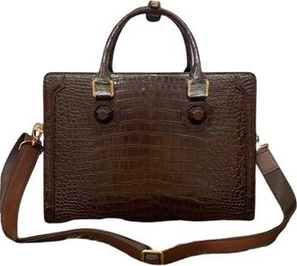 Generic Sac cabas pour femme, en cuir de ventre de crocodile v&eacute;ritable, avec porte-documents pour ordinateur portable, en cuir dalligator exotique v&eacute;ritable, 