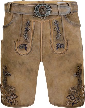 Almbock Bayrische Lederhose Herren - Lederhose original Wildbock (100% Wildleder) - Wildbock-Lederhose braun Used in Gr. 56