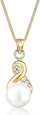 Elli Halskette Damen Infinity Perle mit Kristalle in 925 Sterling Silber vergoldet