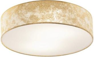 Eglo Deckenlampe Viserbella, Vintage Deckenleuchte, Wohnzimmerlampe aus Stahl und Textil in Champagner, Gold, Küchenlampe, Flurlampe Decke mit E27 Fassung,