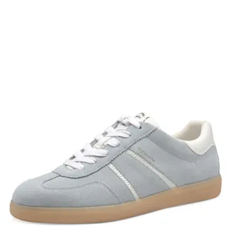 Tamaris Plateausneaker TAMARIS, Damen, Gr. 37, hellblau, wei&szlig;, Lederimitat, Veloursleder, unifarben mit Farbeinsatz, Schuhe Plateausneaker, Freizeitschuh, Hal
