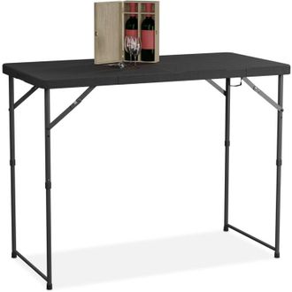 Relaxdays Relaxdays - Table de jardin pliante, réglable en hauteur, 74x120x60 cm, pour 6 personnes, acier et plastique, noire