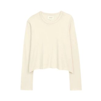 The Great. THE Great, Femme, Tops, Beige, Taille: 38 FR Crop Long Sleeve Tee