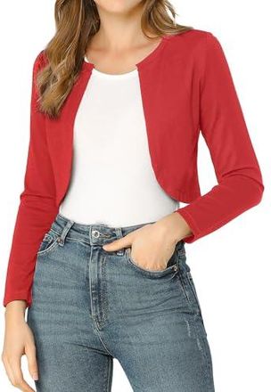 Allegra K Bol&eacute;ro Court en Tricot Femme Cardigan Court &agrave; Haussement d&Eacute;paule Manches Longues Veste Court L&eacute;ger Chic et &Eacute;l&eacute;gant Bol&eacute;ro D&eacute;contract&eacute; Devant Ouvert Ro