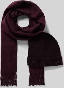 Bugatti Set M&uuml;tze und Schal aus reiner Schurwolle mit Geschenkbox