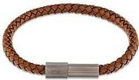 Calvin Klein Bracelet pour Homme Collection INDUSTRIAL FACETS avec Cuir Marron et Fermeture Gunmetal - 35100046