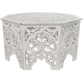 DKD Home Decor Dkd Home Decor - Table Caf&eacute; Mdf 84X84X46 Vieilli Blanc