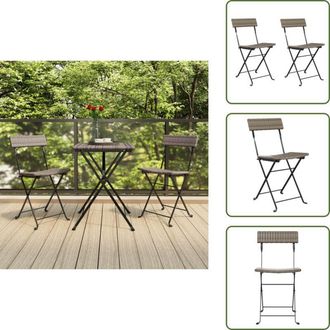 vidaXL Chaises de bistrot pliantes lot de 2 Gris R&eacute;sine tress&eacute;e acier - Chaise Bistro - Chaise Pliante - Mobilier De Jardin - Table Et Chaises - D&eacute;coration