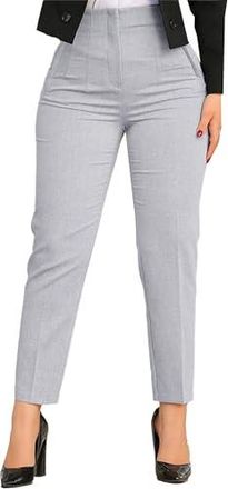 Generic Pantalon de Travail Taille Haute Extensible &agrave; Jambes Droites, Gris Clair, Grande Taille, id&eacute;al pour Le Bureau ou Les Affaires. Gris Clair