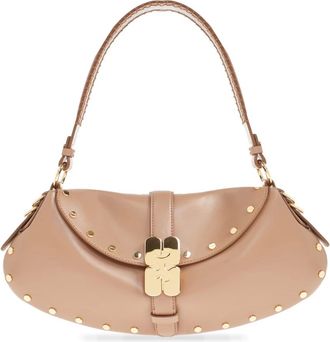 Ganni Femme, Sacs, Brun, Taille: ONE Size B-Kat Studs Shoulder Bag
