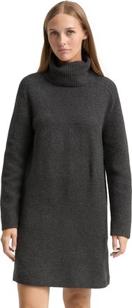 Tom Tailor Damen 1049064 Mini-Kleid mit Rollkragen, 10522-Shale Grey Melange, XXL